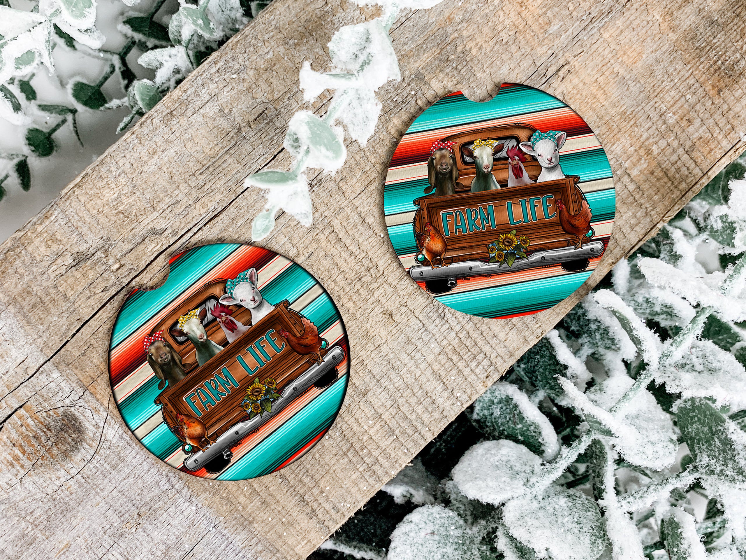 Farm Life, Farm Animals Car Coasters | The Blessed Cowgirl Boutique
